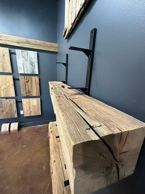 White Oak Hewn Mantel - Timber & Beam