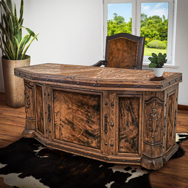 High Plains Cowhide Executive Desk - Timber & Beam
